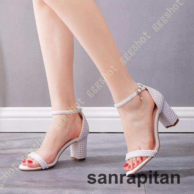 ウェディング パール付き サンダル レディース ハイヒール アンクルストラップ ドレスシューズ フォーマル オープントゥ ヒールサンダル お呼ばれ 結婚式 : qunzi1-8472 : サン ...