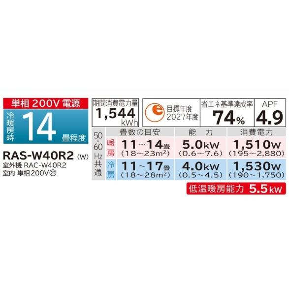 日立 ルームエアコン 14畳 4.0kW RAS-W40R2(W)/SET スターホワイト 白くまくん 凍結洗浄除菌ヒートプラス スリムモデル ファンお掃除ロボ : サンサン マーケット ...