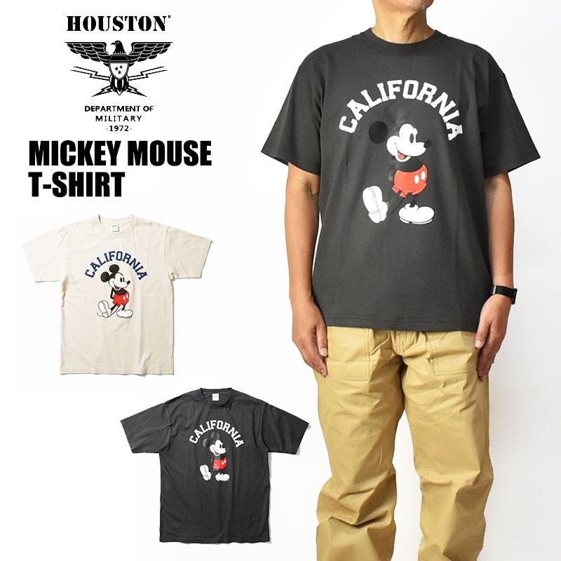 HOUSTON x MICKEY MOUSE ヒューストン ミッキーマウス 半袖Tシャツ ピグメント ディズニー コラボ ミリタリー メンズ レディース ユニセックス 22282 ...