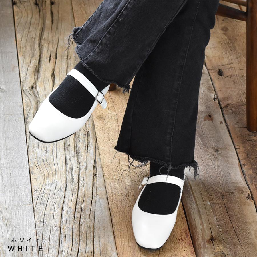 SVEC パンプス 痛くない 歩きやすい 走れる 黒 ローヒール バレエシューズ スクエアトゥ レディース フラット 疲れない ストラップ おしゃれ 大きいサイズ 25cm : 靴のSVEC ...