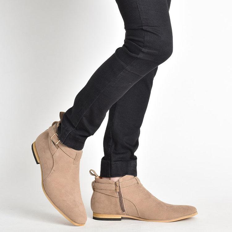 SVEC ショートブーツ メンズ 足が疲れない 黒 ブーツ 2024 トレンド 40代 革 安い ヒール サイドベルト サイドジップ おしゃれ 革靴 ブラック ベージュ : 靴のSVEC ...