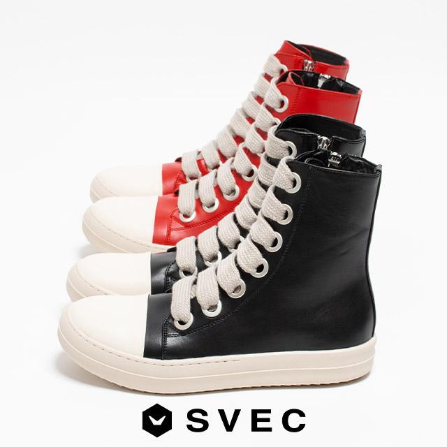 SVEC スニーカー レディース メンズ ハイカット 厚底 レースアップ 履きやすい 歩きやすい シンプル スニーカーブーツ ブーツ サイドジップ 厚底スニーカー 韓国 : 靴のSVEC ...