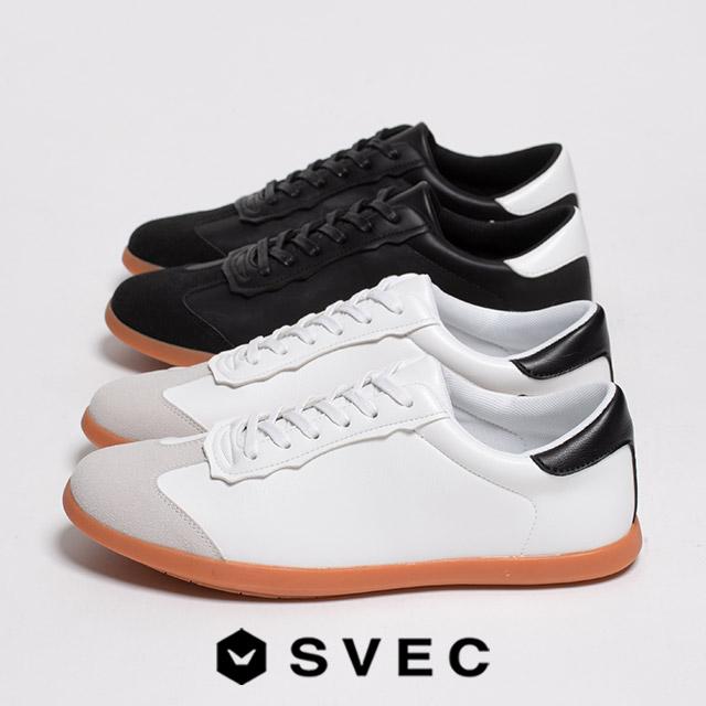 SVEC（シュベック） スニーカー メンズ 白 黒 おしゃれ 白スニーカー ジャーマントレーナー ジャーマン ローカット カジュアルシューズ ミリタリー レースアップ ブラック ホワイト ...