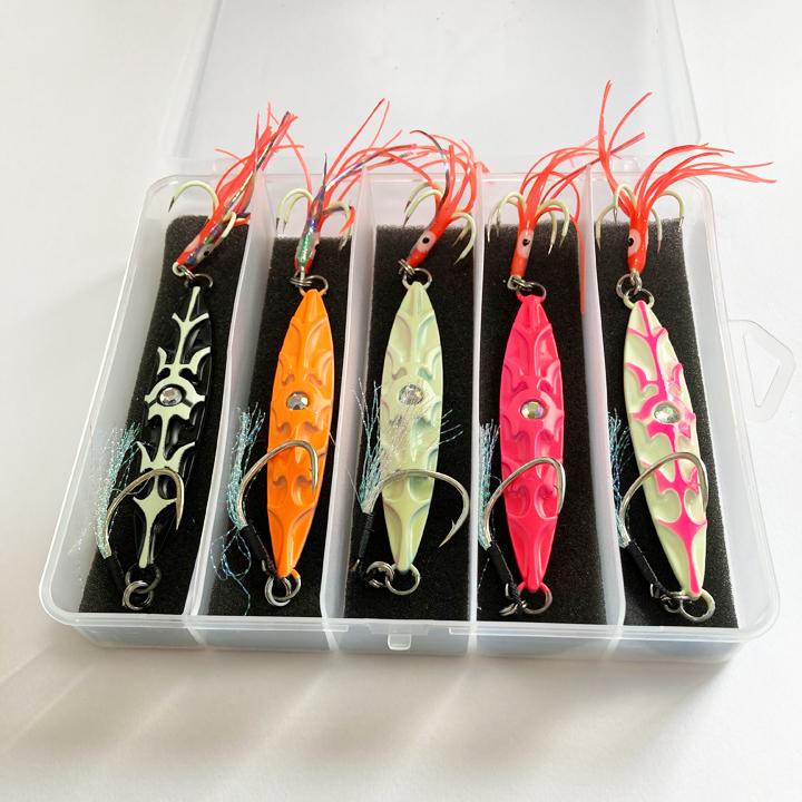 メタルジグ 100g 5個セット 夜光フック付き スロージンキング スロージグ ハートルアー・青物・ブリ・ヒラマサ・太刀魚等に : 山水画 - 通販 - Yahoo!ショッピング