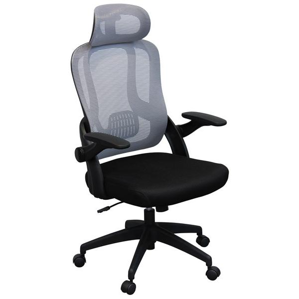 デスクチェア メッシュ張り跳ね上げ肘掛け付きオフィスチェアー グレー色（灰色） 回転椅子 NC-40-GY : さぬきや・家具とインテリアのお ...