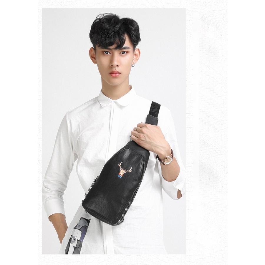 ボディバッグ メンズ 本革 2way 縦型 斜め掛け ショルダーバッグ