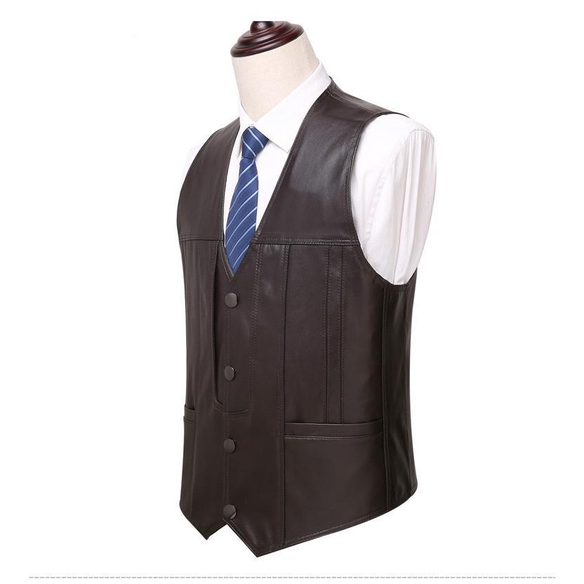 春夏秋冬 本革 ベスト メンズ レザーベスト ラム革 ジレベスト ベスト