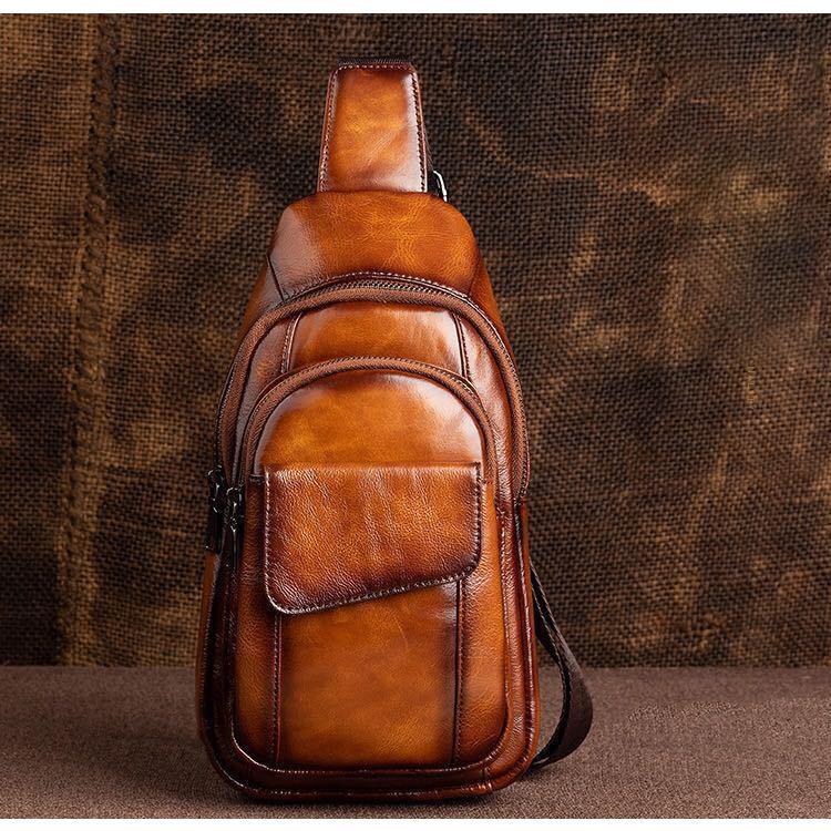 ボディバッグ メンズ 本革 2way 斜め掛け ショルダーバッグ 自転車 鞄