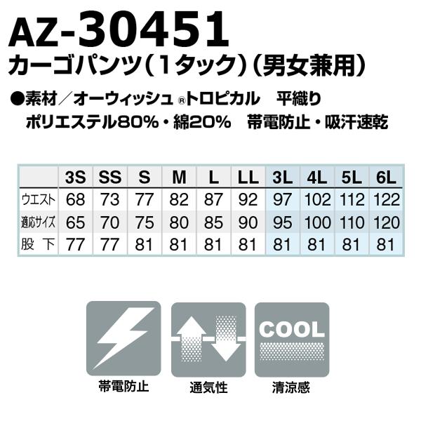AZ-30451 6L カーゴパンツ(1タック)(男女兼用) AITOZアイトス 23S : atz-02-az-30451 : 三洋アパレル ...