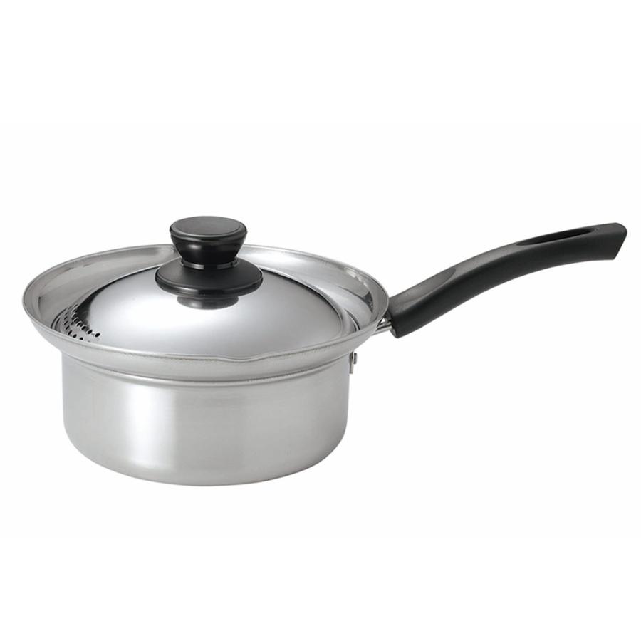 Kakusee 片手鍋 吹きこぼれにくい 湯切り鍋 16cm 満水1.8L ステンレス製 IH対応 ニルワーカ カクセー NW-05/8737x3個セット/卸 : サポニンタイガネット事業部 ...