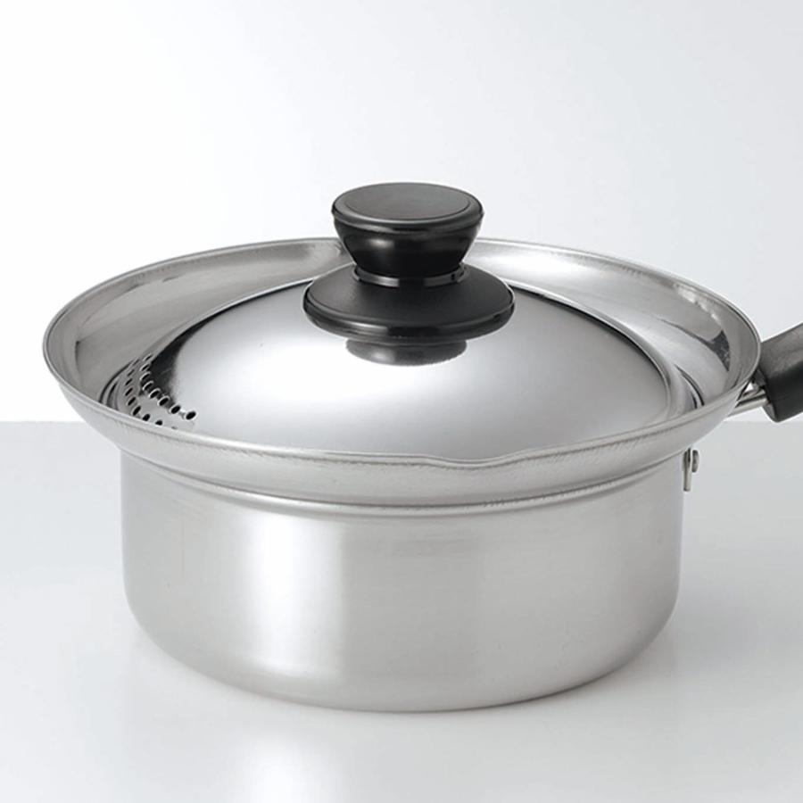 片手鍋 吹きこぼれにくい 湯切り鍋 16cm 満水1.8L ステンレス製 IH対応 ニルワーカ カクセー NW-05/8737x3個セット/卸/送料無料 : 22kw053s : サポニンタイ ...