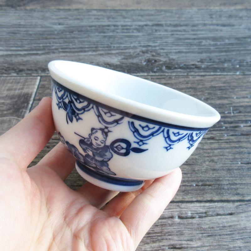 唐子童子 煎茶椀(大)/ 150cc 日本製 瀬戸焼 お茶 瀬戸物 染付 唐子童子 煎茶椀(大)/ 150cc 日本製 瀬戸焼 お茶 瀬戸物 染付