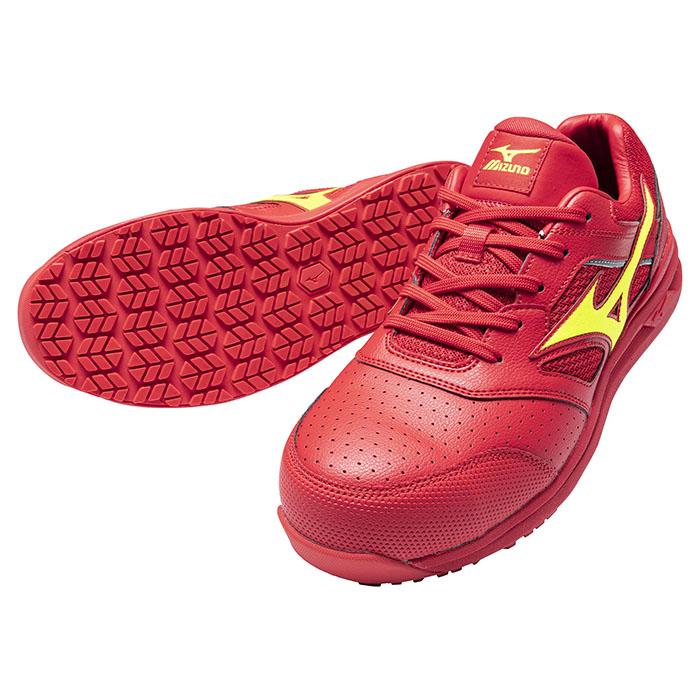 【取り寄せ可】ミズノ MIZUNO ALMIGHTY SL 2 11L オールマイティLS 2 11L 先芯入り セーフティ 安全靴 作業靴 耐油 ヒモ 紐 94 (レッド×イエロー ...