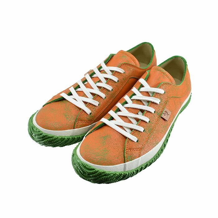 SPINGLE スピングル ローカットスニーカー 20周年記念モデル コーポレートカラー クラッキング加工 ヴィンテージ風 オレンジ 64 ...