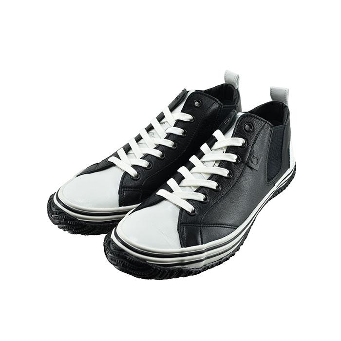 SPINGLE スピングルムーヴ MOVE カンガルーレザー ミドルカットスニーカー (SHIRO/KURO(25.5cm ...