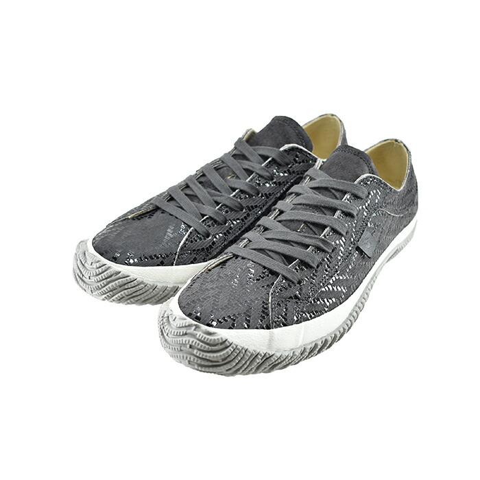 SPINGLE スピングル ローカット 矢羽柄 矢羽根柄 和柄 ピッグレザー 巻き上げソール 日本製 ブラック 黒 クロ 52 (BLACK ...