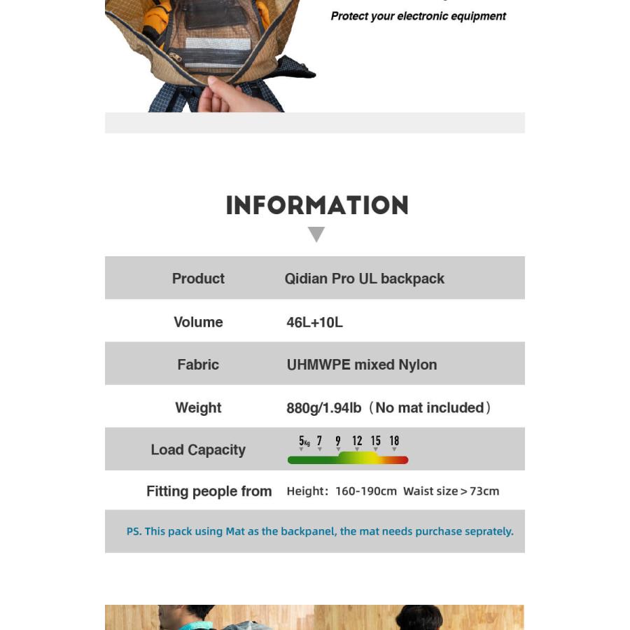【3F UL Gear】880gと超軽量 QIDIAN PRO (46L + 10L) 5C リュック サック バックパック 登山 防水 超軽量 キャンプ ソロキャンプ キャンプツーリング ...