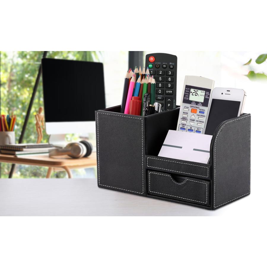 Anyasun デスクオーガナイザー 小物収納ボックス PUレザー ペン立て 小物入れ リモコンラック 卓上収納ボックス リ(vu020 ...