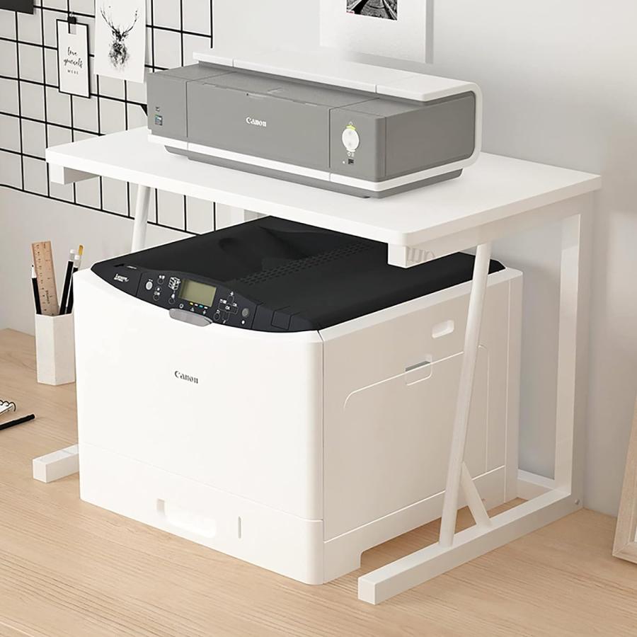 プリンター台,BPSJKET プリンターラック 2段 デスクトッププリンタースタンド 卓上収納 机上ラック 幅48/57*奥(wx167 ...