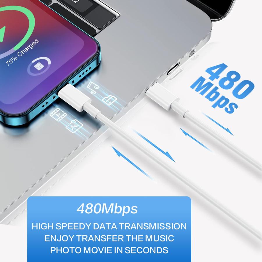 ライトニングケーブル USB-CMFi認証 iphone充電ケーブルタイプC3本セット 1m/2m/2m 急速充電&同期 超高耐久 type ...