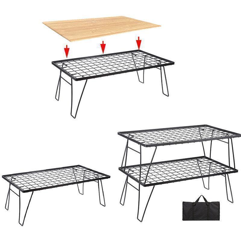 フィールドラック キャンピングラック 収納ケース付き 天板付き マットブラック コンパクトアウトドアテーブル 折りたたみ テーブル棚 : サトウ商店 - 通販 - Yahoo!ショッピング