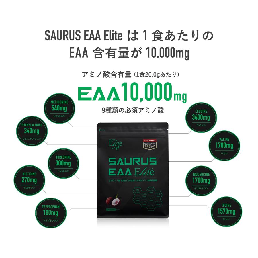 SAURUS EAA Elite(サウルスEAAエリート) 4包入り(約4食分) 80g EAA10,000mg+11種類のビタミン+クエン酸 ...