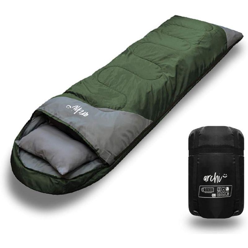 archi 寝袋 枕付き シュラフ 封筒型 コンパクト 冬用 冬 210T 最低使用温度-15℃ (ダークグリーン) : 20231213194531-00828 : サボイア - 通販 ...