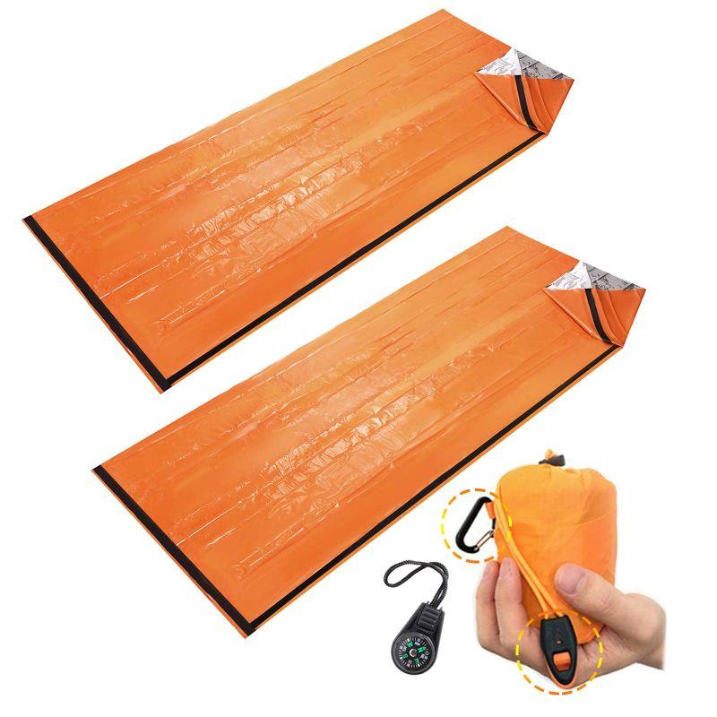 NGEサバイバルシート エマージェンシーシート 防災 アルミ ホイッスル付き 巾着袋に寝袋2枚入り 保温 静音 緊急ブランケット 簡易寝袋 : サボイア - 通販 - Yahoo!ショッピング