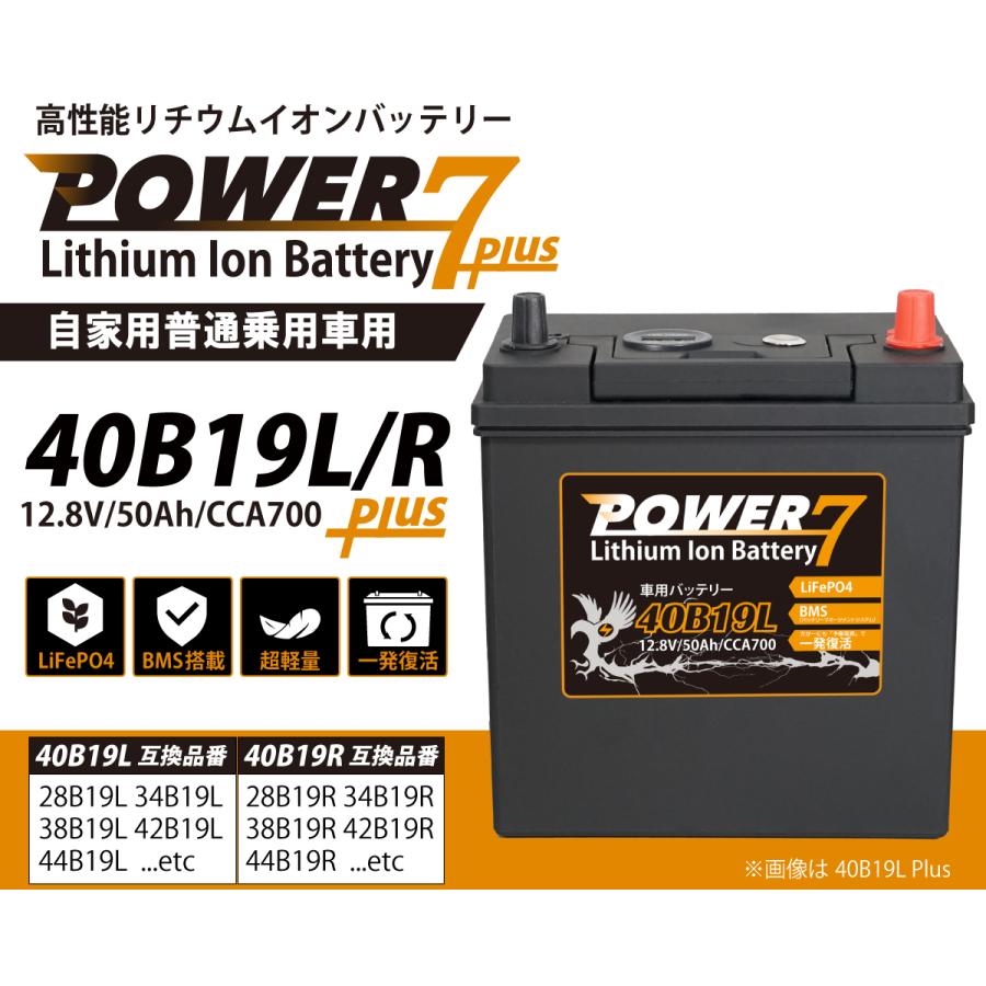 リチウムイオンバッテリー 40B19L+ 40B19R+ 選択 POWER7 (互換 28B19 34B19 38B19 42B19 44B19 ..etc）リチウム バッテリー 送料無料 ...
