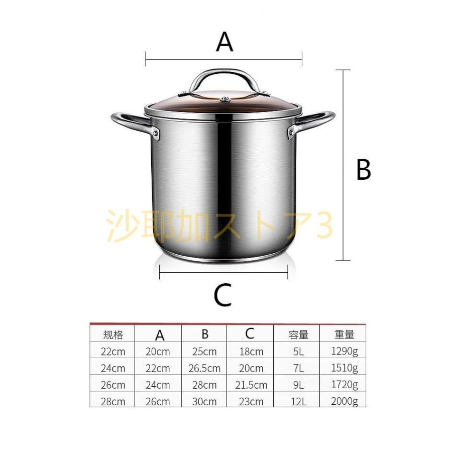 ステンレス 透明蓋付き 寸胴鍋 業務用 鍋 IH対応 煮込み料理 両手鍋 スプーン付 調理器具 大容量 5L-12L パスタポット スープ キャンプ 家庭用 飲食店 : 沙耶加ストア3 ...