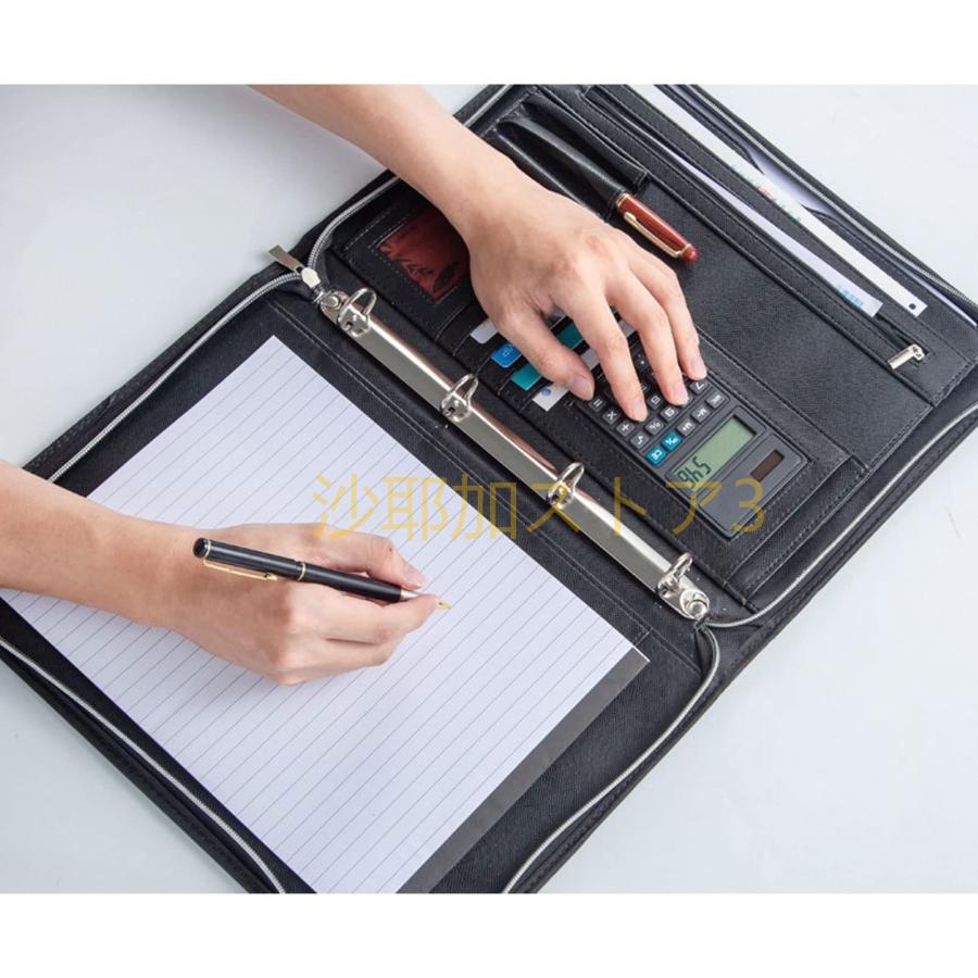 システム手帳 バインダー ビジネス手帳 A4 ルーズリーフ 多機能 ジッパーと電卓付き 男女兼用 (Color : Black) : 沙耶加ストア3 - 通販 - Yahoo!ショッピング