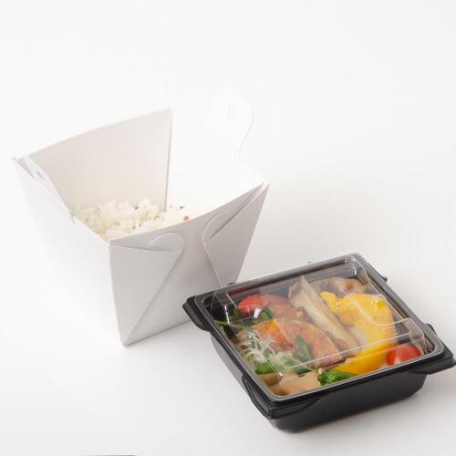 「カフェキュートBOX本体（茶）」「枚単価 90円×25枚」使い捨て 容器 弁当箱 業務用 テイクアウト ランチボックス 食品容器 丼ぶり お ...