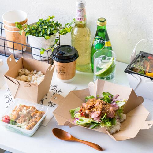 「カフェキュートBOX本体（茶）」「枚単価 90円×25枚」使い捨て 容器 弁当箱 業務用 テイクアウト ランチボックス 食品容器 丼ぶり お ...