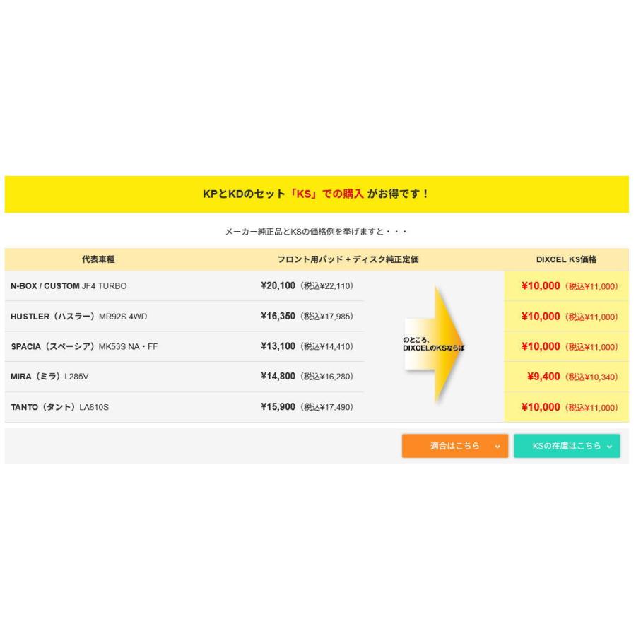 DIXCEL KS パッド+ローターset Fr. スズキ他 KP-371148+KD3714083S SPACIA スペーシア 2017/12〜 MK53S NA・FF KS71148 ...