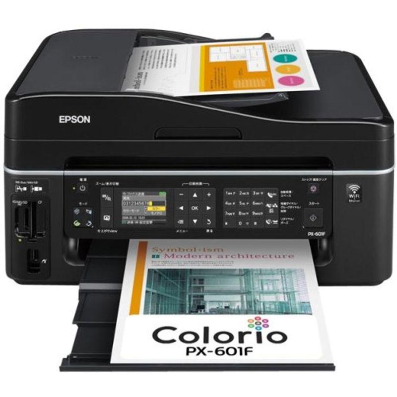 EPSON MultiPhoto Colorio 無線・有線LAN標準対応 FAX搭載複合機 4色顔料インク PX-601F : スカーレット ...