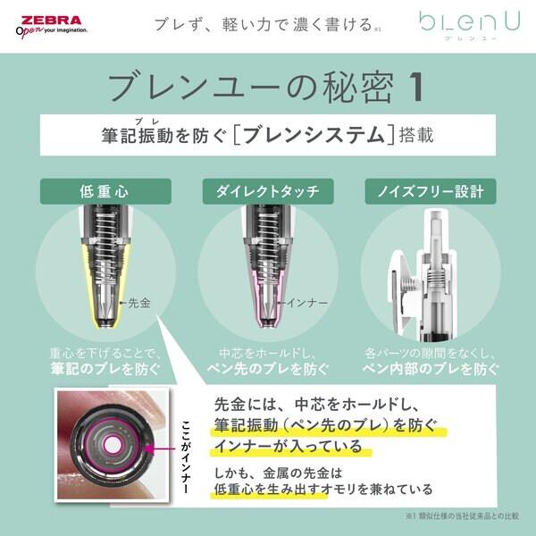 【3本セット】 油性ボールペン bLen U ブレンユー 0.7mm 赤インク バインダークリップ ブレない メモ 外出先 ゼブラ [02 ...