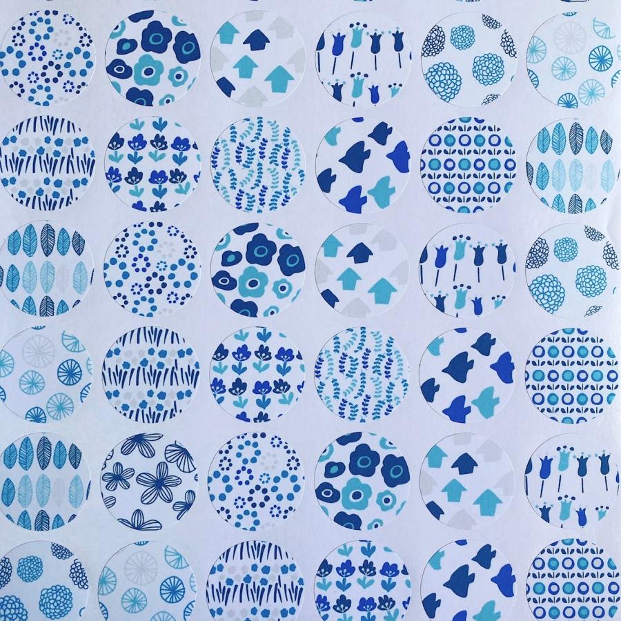 北欧ラッピングシール かわいい おしゃれ ブルー 北欧シール ラッピングに 3cm丸 48枚 NO.1712 : se-label - 通販 - Yahoo!ショッピング