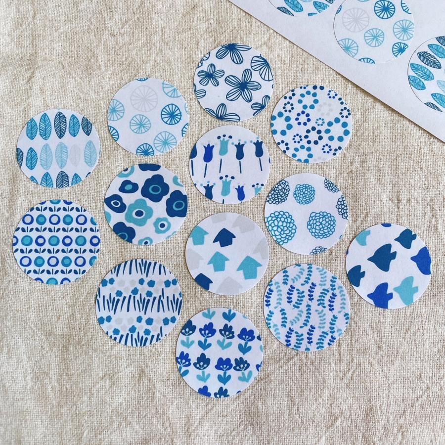 北欧ラッピングシール かわいい おしゃれ ブルー 北欧シール ラッピングに 3cm丸 48枚 NO.1712 : se-label - 通販 - Yahoo!ショッピング