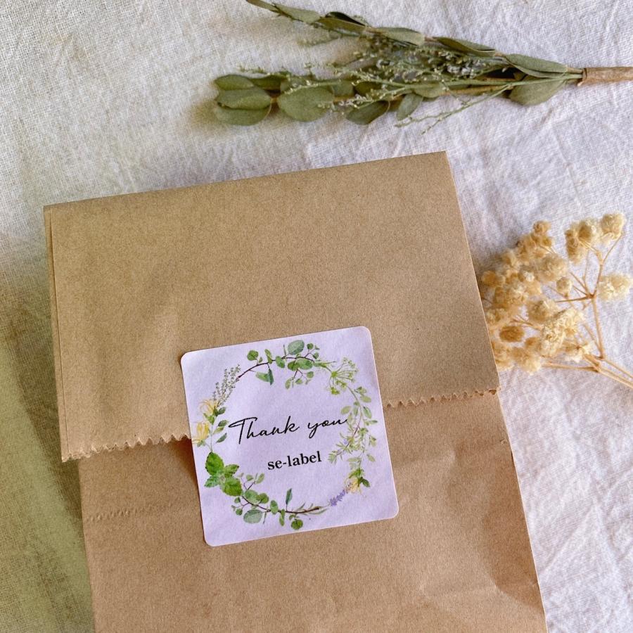 【名入れ】Thank youシール リース ボタニカル shopシール 4cm正方形 24枚 NO.1752 : se-label - 通販 ...