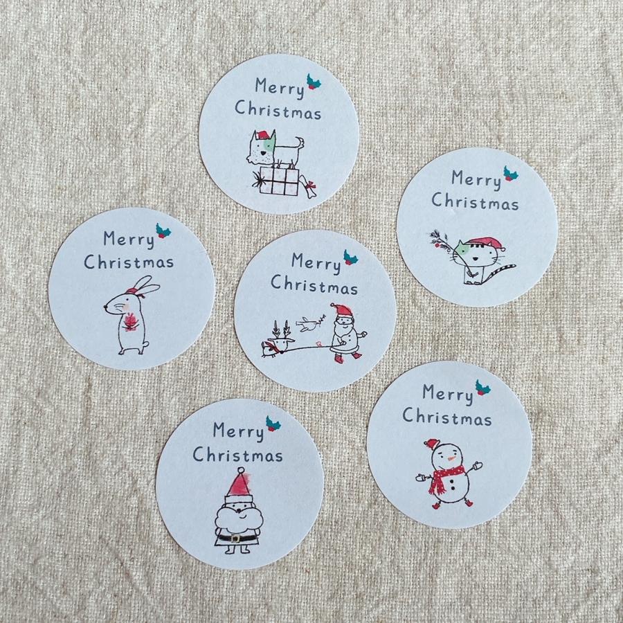 かわいい クリスマスシール 6種 グレー 3cm丸48枚 NO.2297 : 2297 : se-label - 通販 - Yahoo!ショッピング