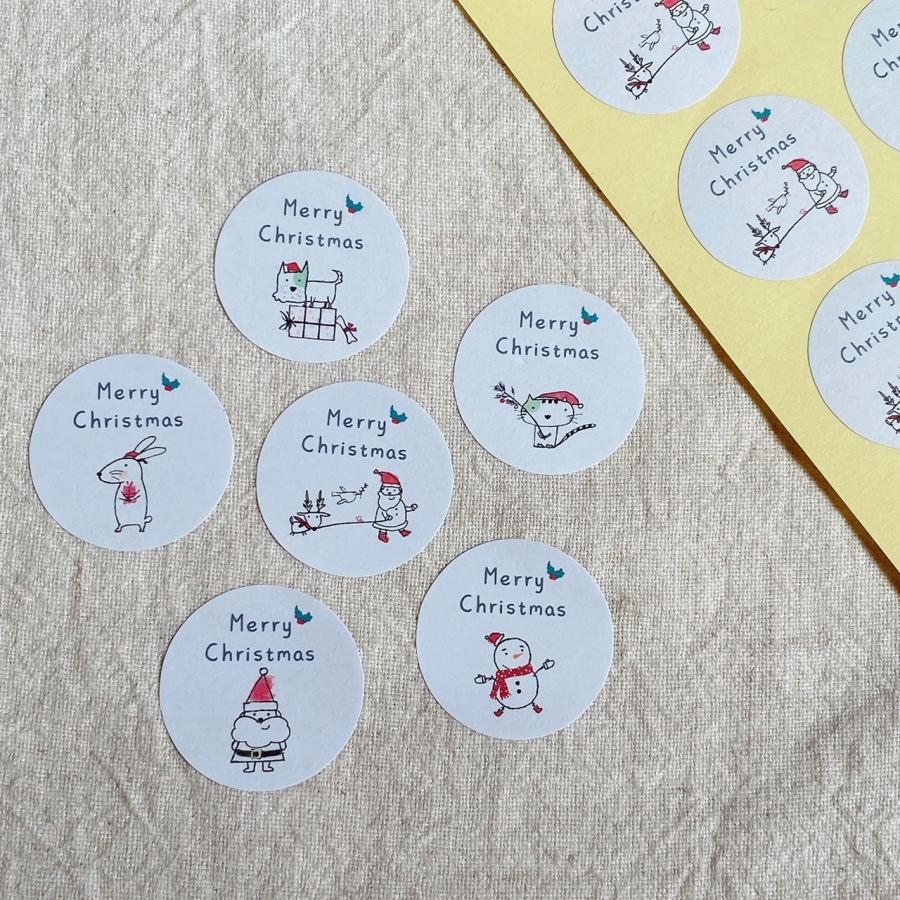 かわいい クリスマスシール 6種 グレー 3cm丸48枚 NO.2297 : 2297 : se-label - 通販 - Yahoo!ショッピング