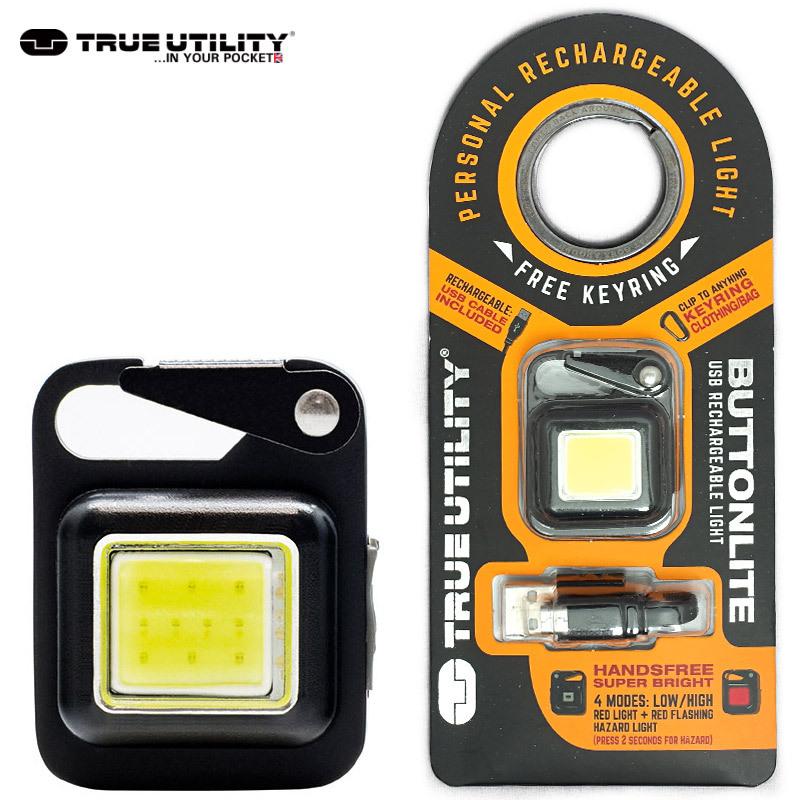 メール便可 TRUE UTILITY トゥルーユーティリティー #14626 ボタンライト USB充電式ミニLEDライト キーリングパック ...