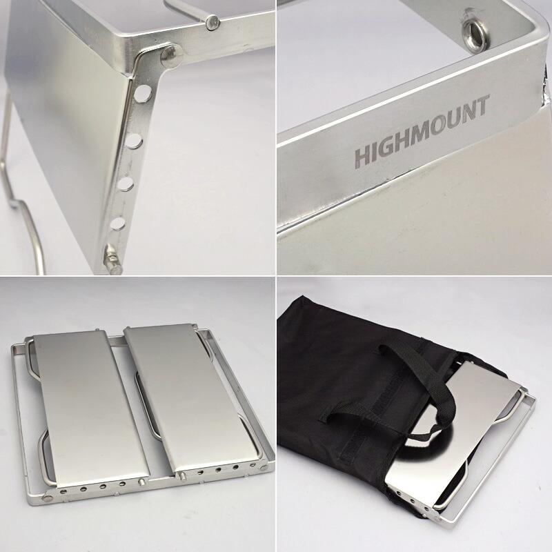 HIGHMOUNT クーポン10%OFF！ HIGHMOUNT ハイマウント #23222 アジャスタブル グリル アウトドア キャンプ ソロキャン 折り畳み 五徳 ゴトク 調理 鍋敷き 高さ ...