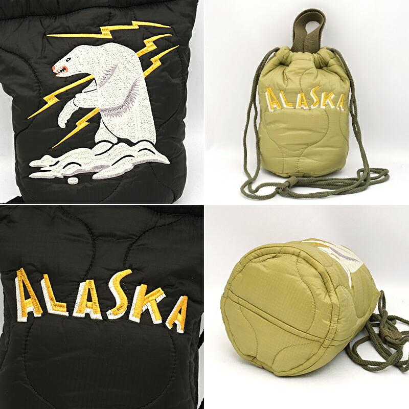 1点ならメール便可 HOUSTON ヒューストン #6846 刺繍 キルティングエフェクトバッグ『ALASKA』カバン 鞄 バック メンズ 男性 レディース 女性 巾着 斜め掛け ...