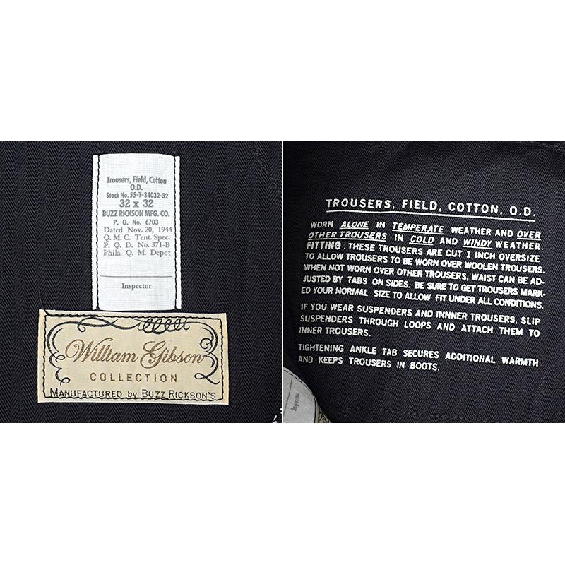 BUZZ RICKSON'S バズリクソンズ #BR42593 ブラック M-1943 フィールドパンツ WILLIAM GIBSON ...