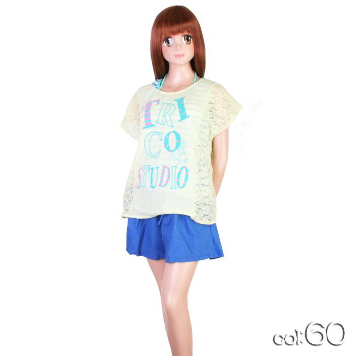 Trico Studio（トリコスタジオ）ガールズ・切り替えレースT 布帛パンツ付き4P（ジュニア水着）0550(パケット便送料無料) : Sealass - 通販 - Yahoo!ショッピング