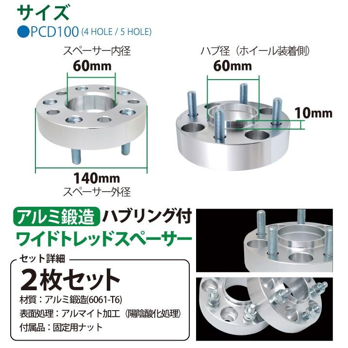 ワイドトレッドスペーサー100-4H-P1.5-20mm ナット付 ホイールPCD 100mm/4穴対応 2枚セットハブリング付ワイトレ N : sealovely777 - 通販 ...
