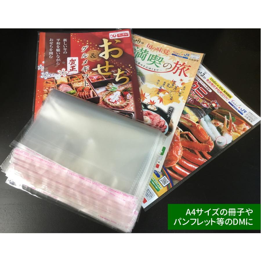 OPP袋 クリア袋 100枚 A4ぴったりサイズ テープ付き 220×300＋40mm フレームシール加工 空気穴付き 透明封筒 カタログ パンフレット : sealovely777 - 通販 ...