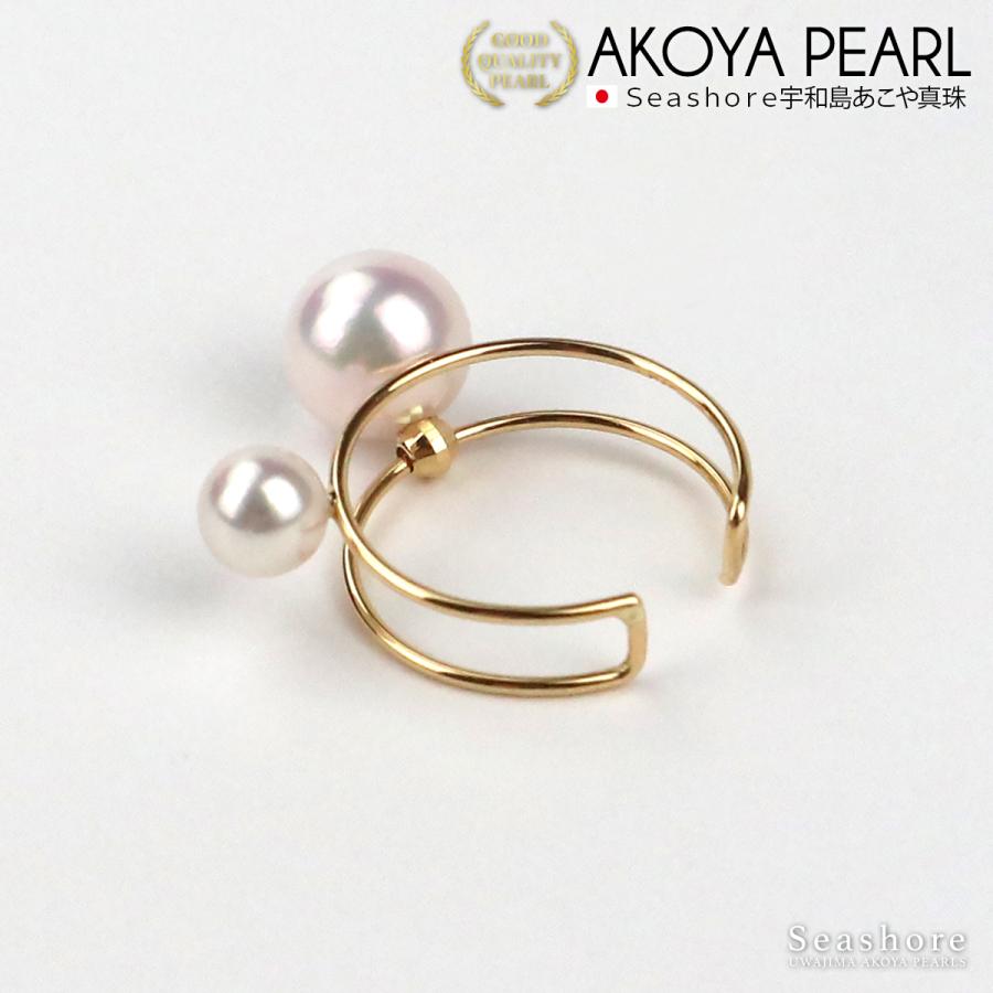 アコヤ真珠 イヤーカフ 片耳用 レディース ホワイト 3.5-4.0mm 5.5-6.0mm K18G 保管用グレーケース付 パール あこや 真珠 イヤカフ (4207) :earcuff ...