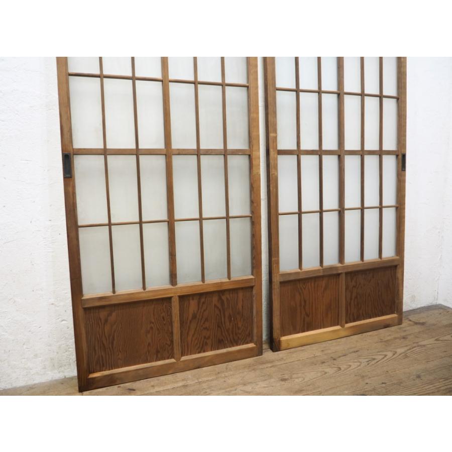 タE0193 (1)【H176,5cm×W67,5cm】×2枚 アンティーク 格子デザインの古い木製ガラス戸 建具 引き戸 玄関戸 古民家 ...
